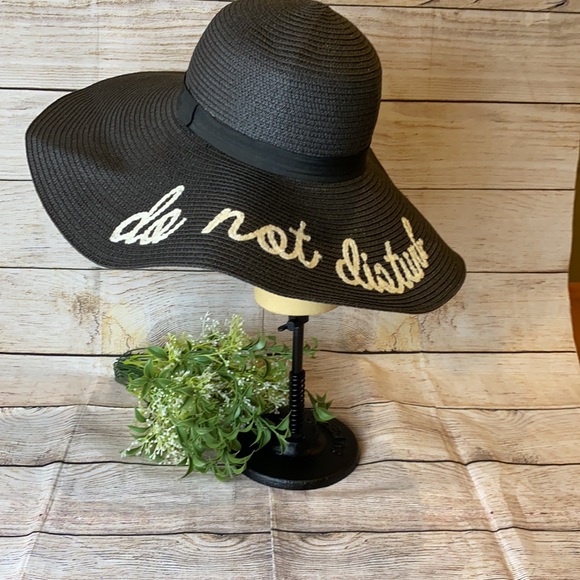 Accessories | Floppy Wide Brim Hat Embroidered Do Not Disturb | Poshmark